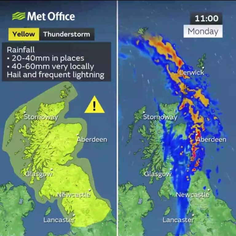 Thunderstorms Warning across parts of Scotland