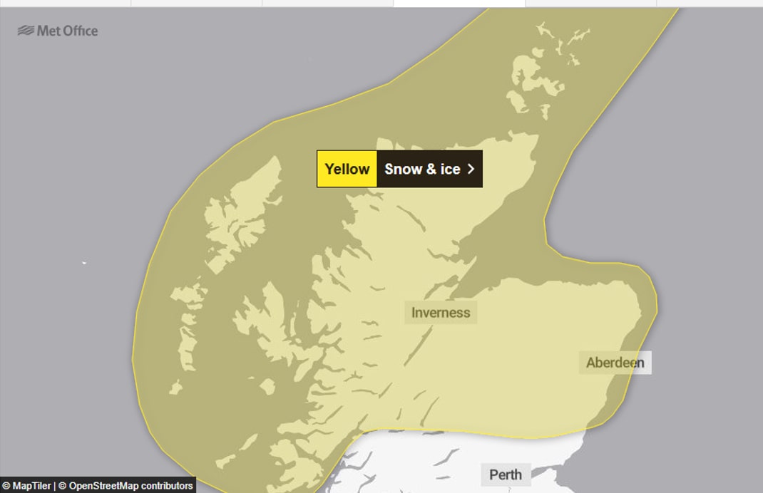 New Multiple Weather Warnings issued for Aberdeenshire 17 - 20.11